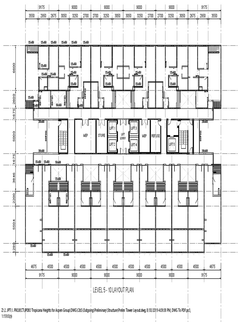 Level 5 - 10 Layout Plan: Lift 1 Lift 3 MEP MEP Refuse Store | PDF
