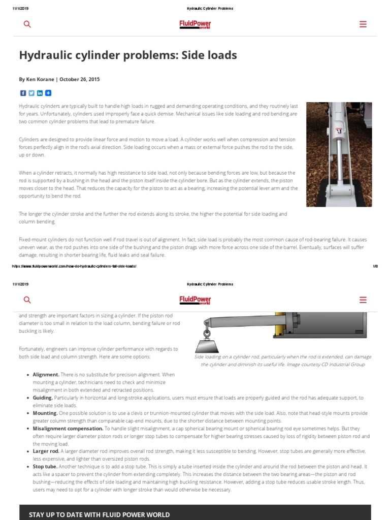 Hydraulic Cylinder Side Load | PDF | Cylinder (Engine) | Piston