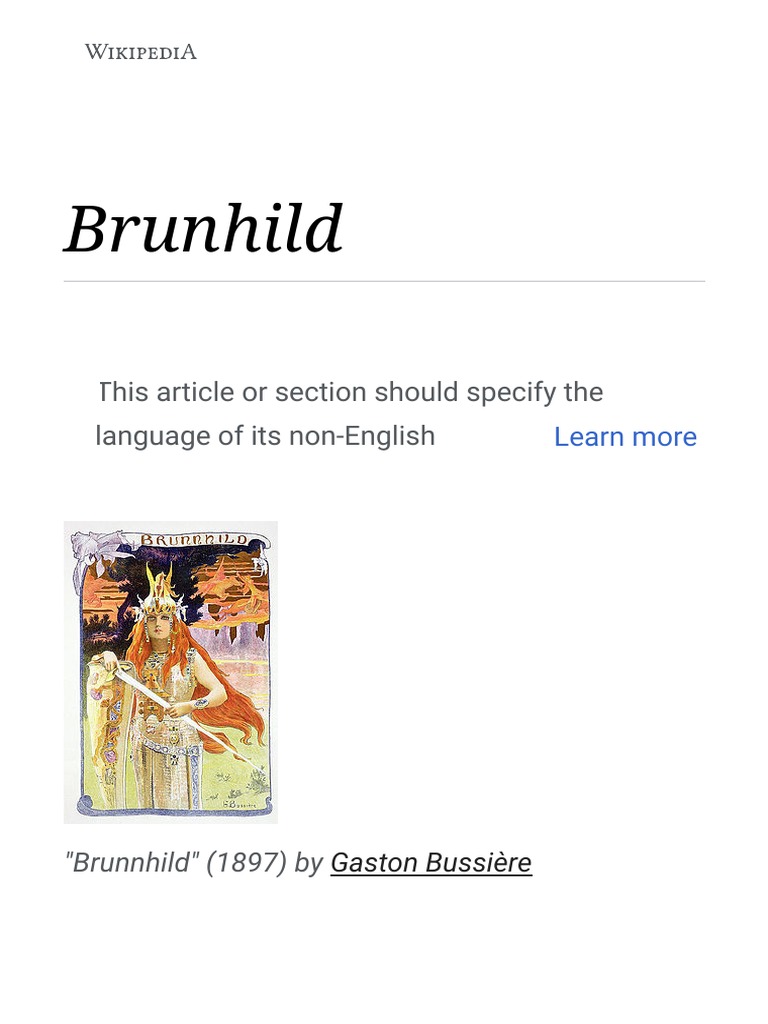 Brunhild - Wikipedia | PDF | Norse Mythology | Germanic Mythology