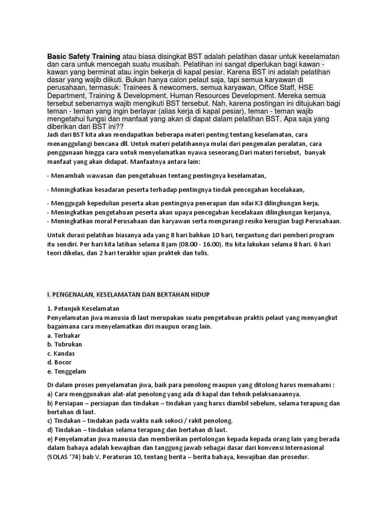 Basic Safety Training | PDF