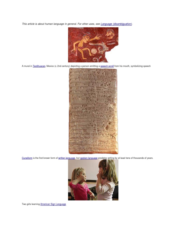 This Article Is About Human Language in General. For Other Uses, See ...