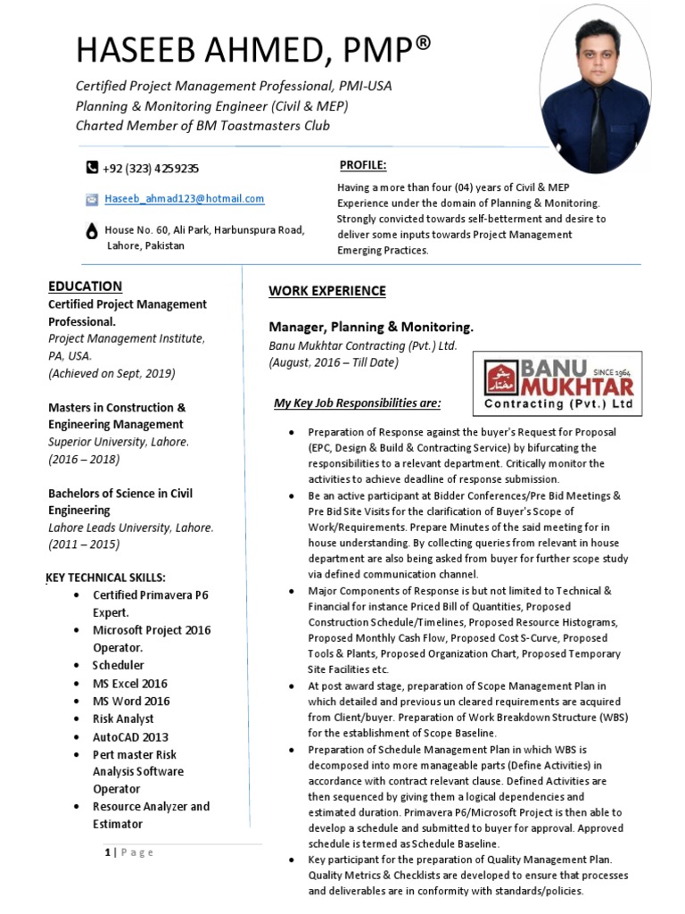 Haseeb Ahmed, PMP® | PDF | Risk Management | Project Management