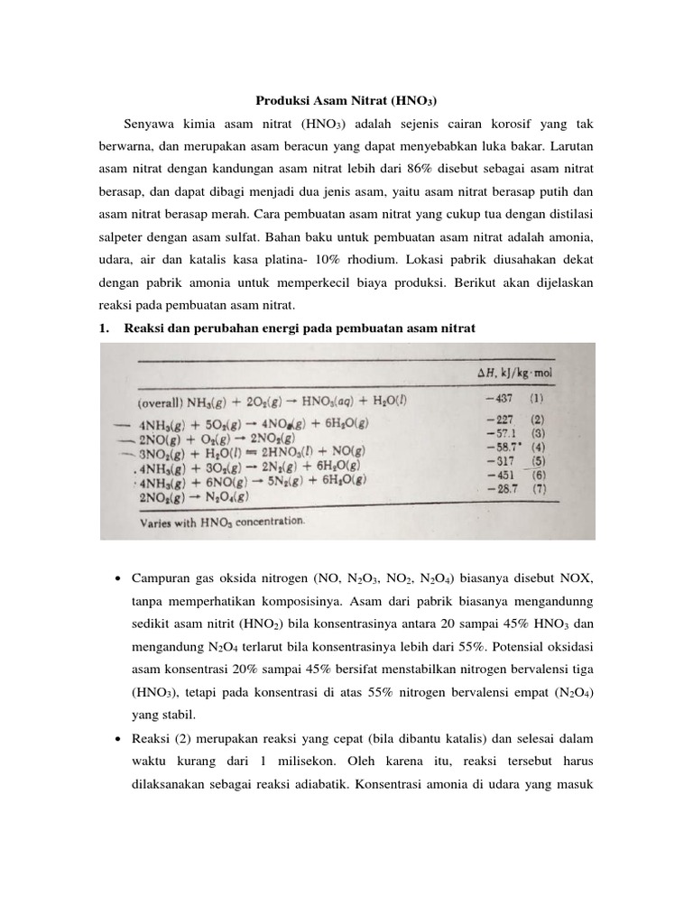 Proses Pembuatan Asam Nitrat HNO3 | PDF | Teknologi & Rekayasa