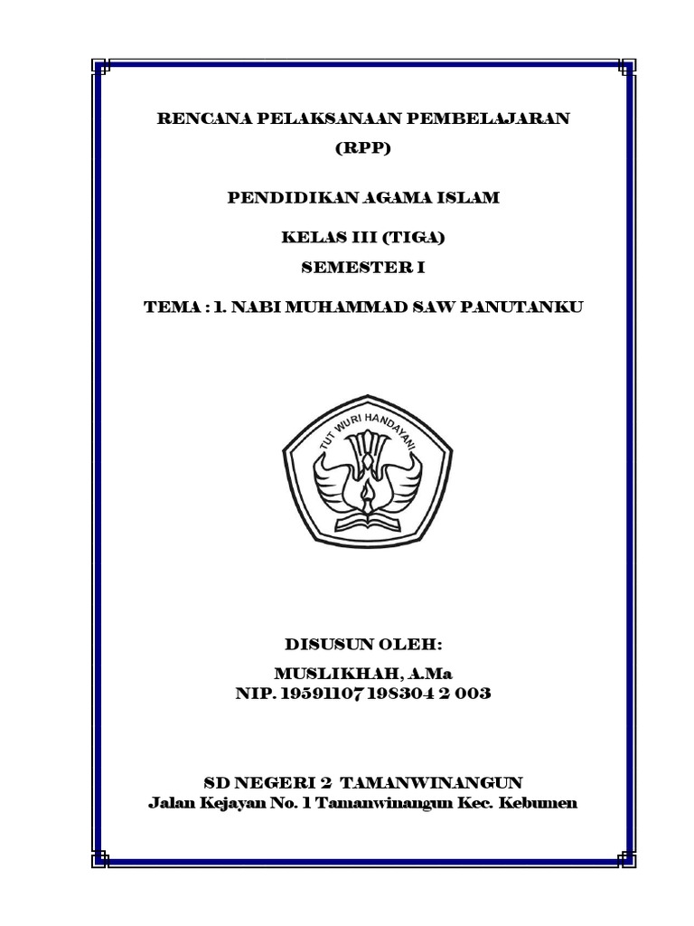 Cover RPP Agama | PDF