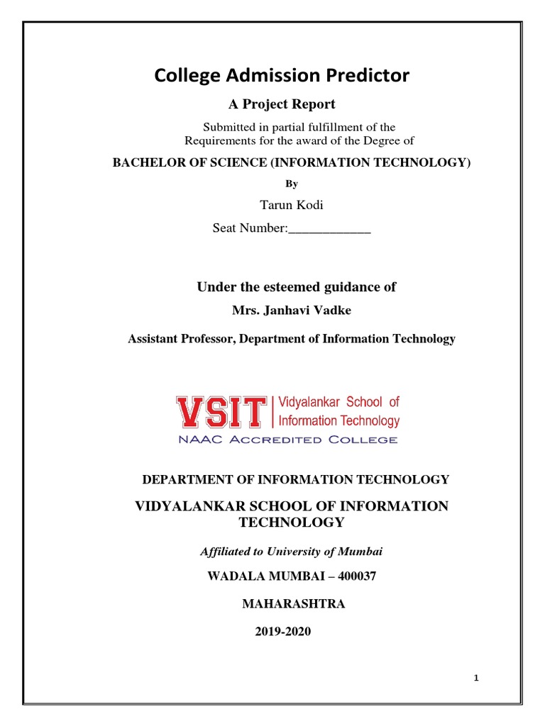 College Admission Predictor: A Project Report | PDF | Microsoft Sql ...