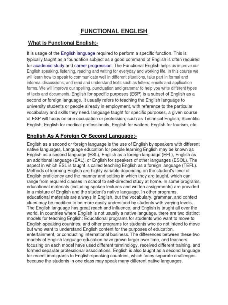 Functional English | PDF | English As A Second Or Foreign Language ...