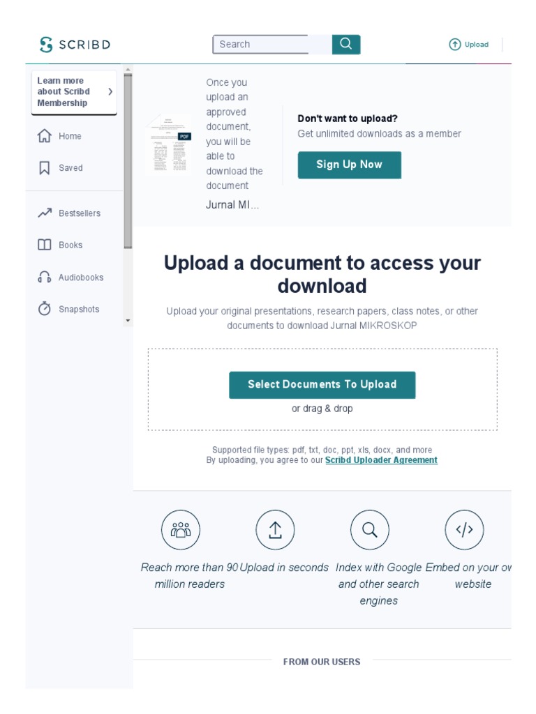 Upload A Document To Access Your Download: Search | PDF | Scribd | Information Science