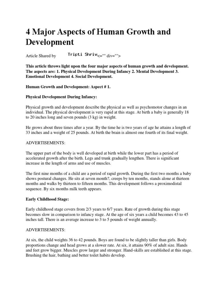 4 Aspects of Human Growth and Development | PDF | Adolescence | Emotions