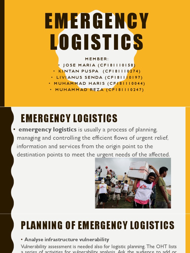 Emergency Logistics Presentasi | PDF | Logistics | Emergency
