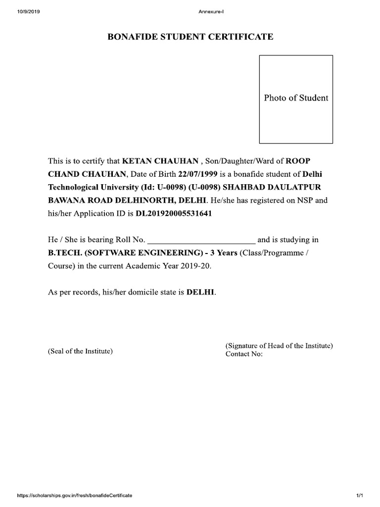 Bonafide NSP PDF | PDF