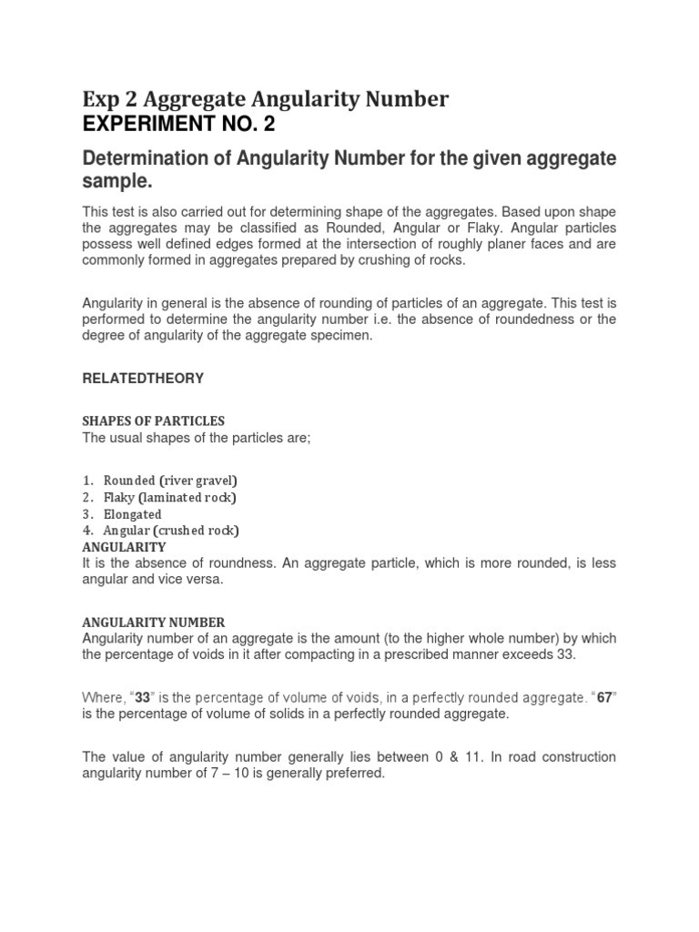 Aggregate Angularity Number | PDF | Construction Aggregate | Concrete