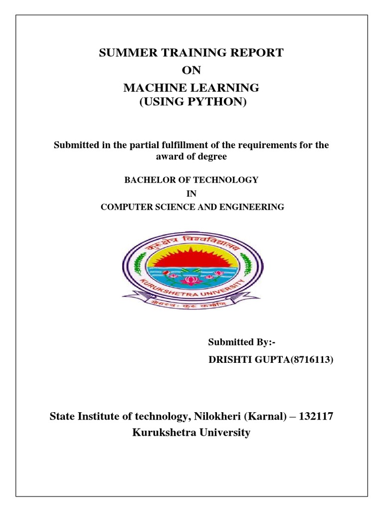 Summer Training Report | PDF | Python (Programming Language) | Machine Learning