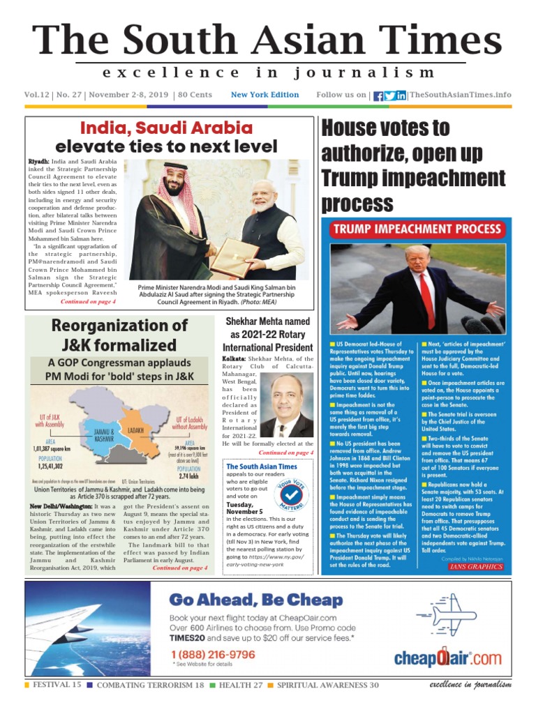 The South Asian Times: House Votes To Authorize, Open Up Trump ...