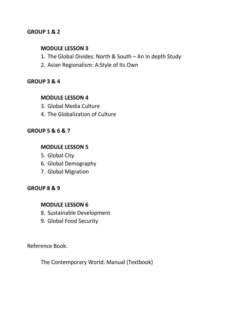 Global Studies: Key Modules Overview | PDF | Social Science | Travel