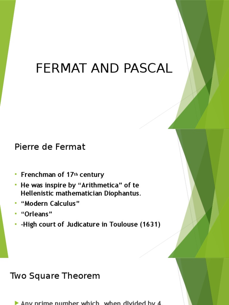 Fermat and Pascal: 17th Century Mathematicians | PDF | Numbers ...