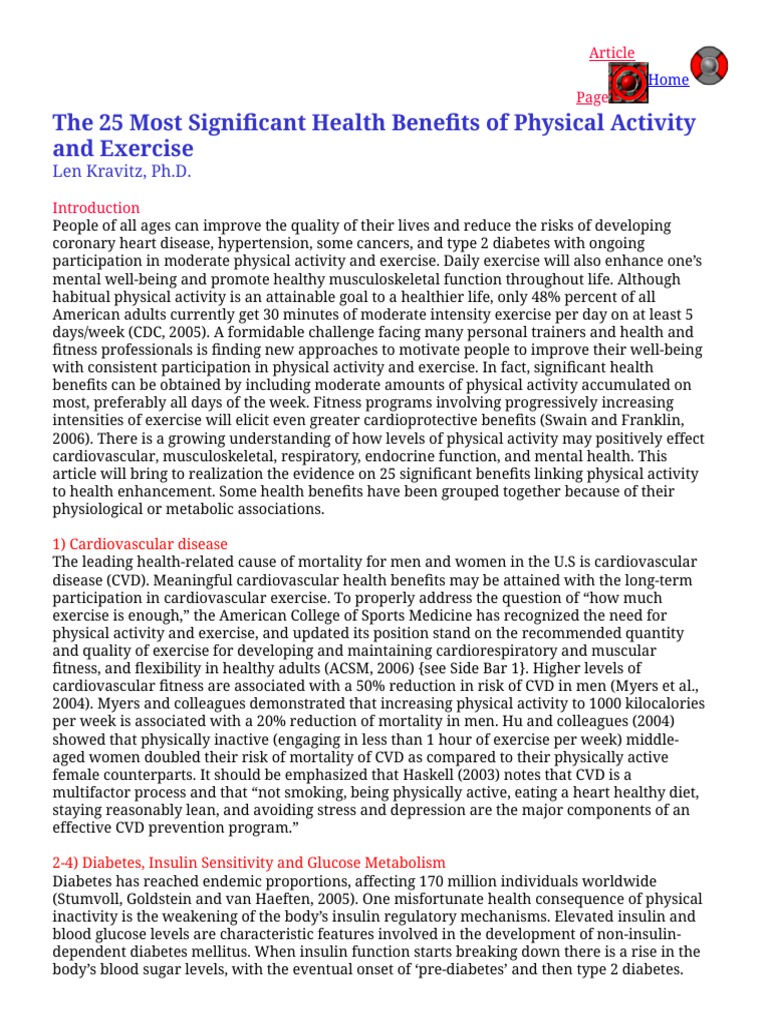 25 Most Significant Health Benefits | PDF | Hypertension | Physical Fitness