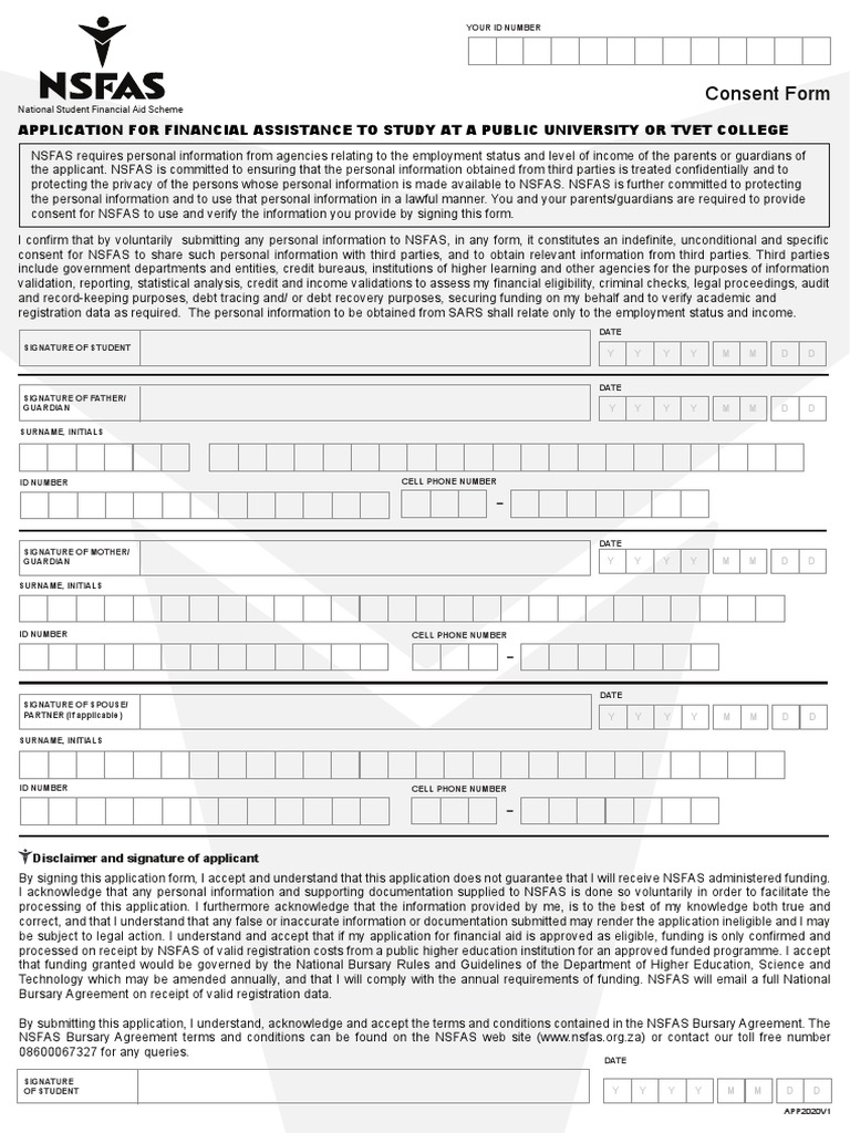 NSFAS 2020 Applications Consent Form PDF | PDF | Personally ...