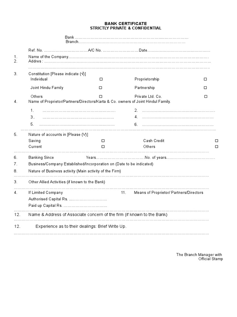 Bank Certificate | PDF | Business Law | Companies