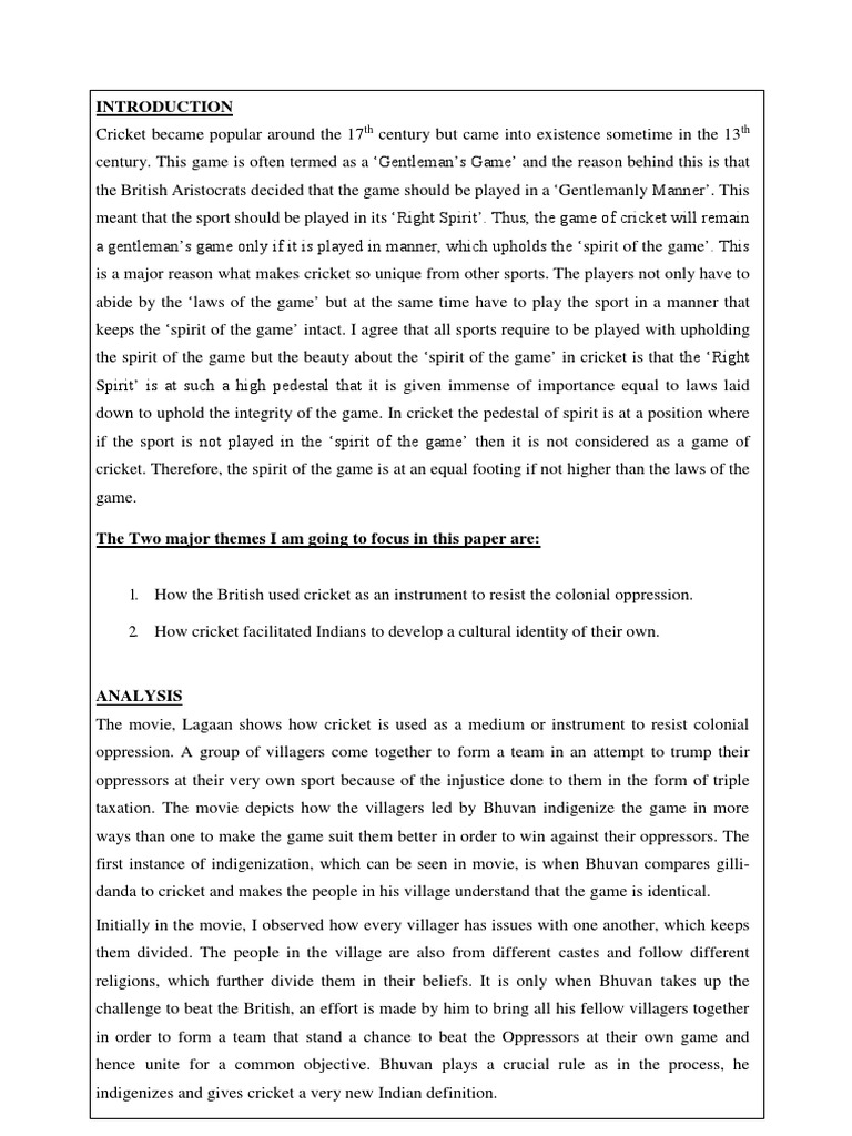 Visual Essay On Cricket & Spirit of The Game in India | PDF | Bowling ...