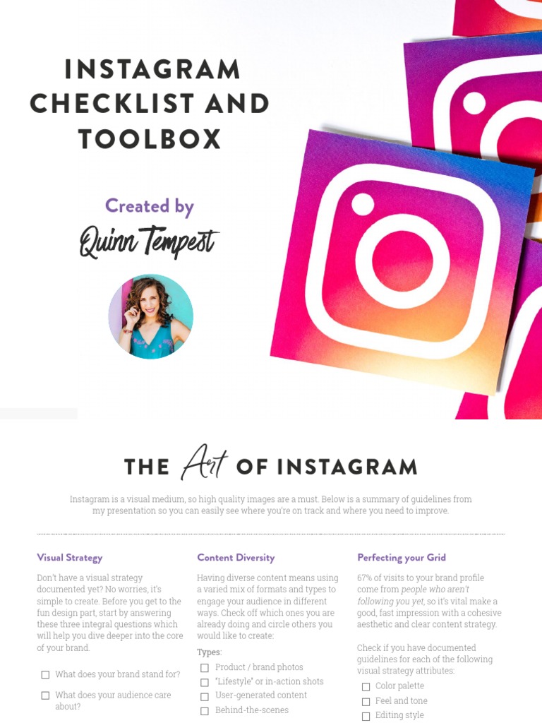 Instagram Checklist and Toolbox: Created by | PDF | Hashtag | Brand