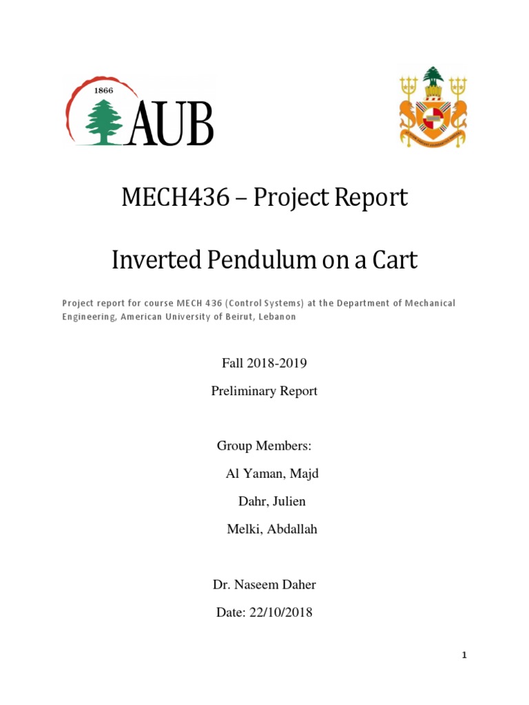 Inverted Pendulum Control Report | PDF | Torque | Motion (Physics)