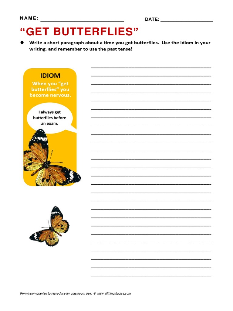 "Get Butterflies": Writing, and Remember To Use The Past Tense! | PDF ...
