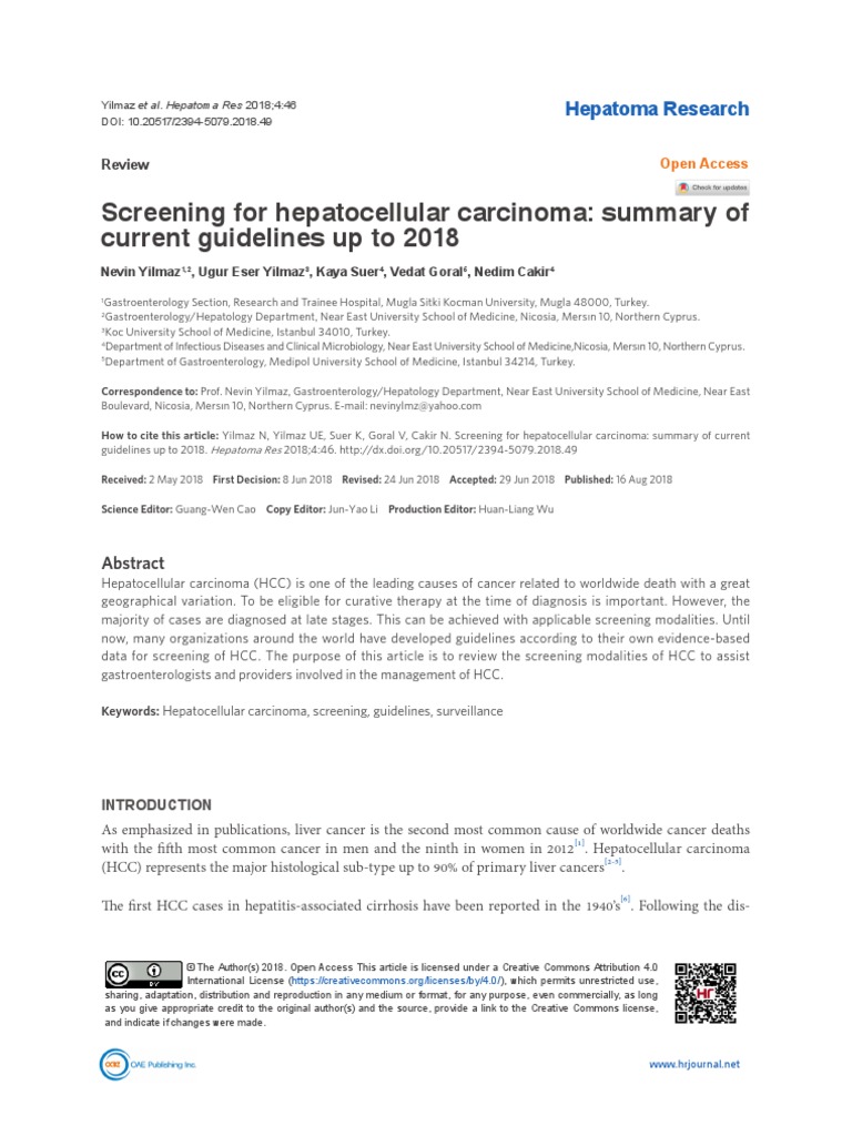 Screening For Hepatocellular Carcinoma: Summary of Current Guidelines ...