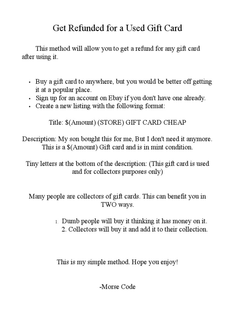 Gift Card Refund Trick | PDF | Law | Home & Garden