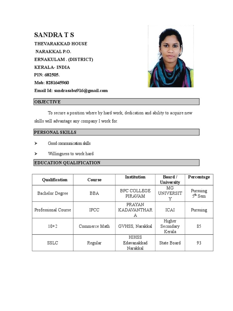 Sandra T S - Resume Overview | PDF