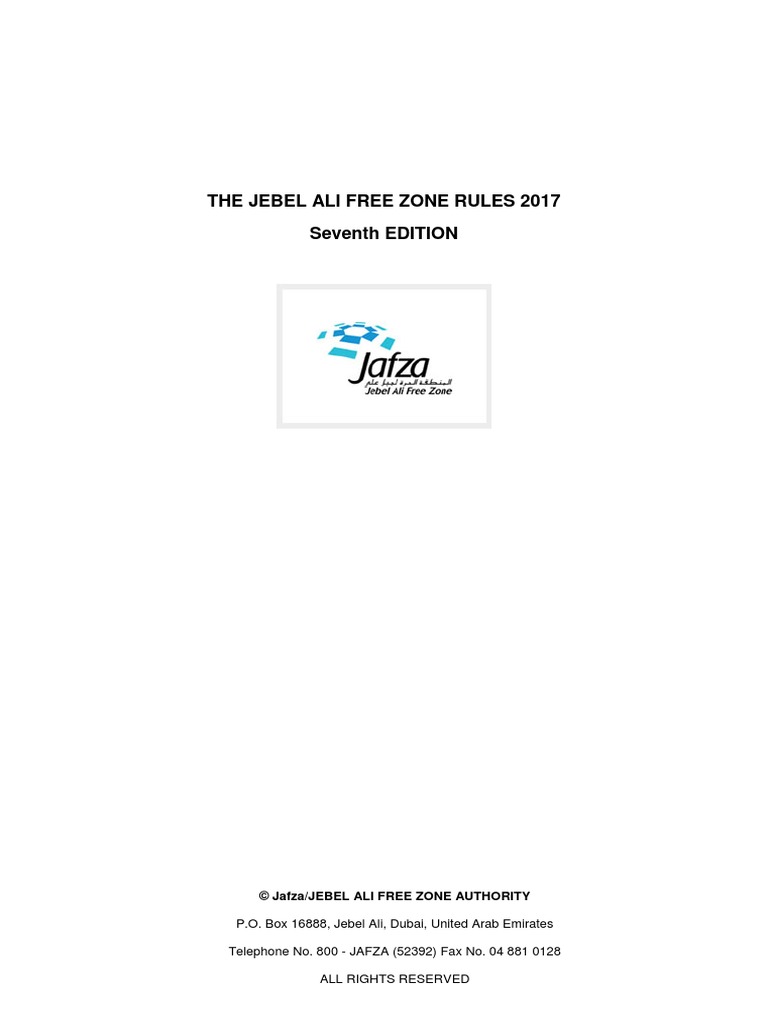 JAFZA Rules 7th Edition 2017 | PDF | Lease | Identity Document
