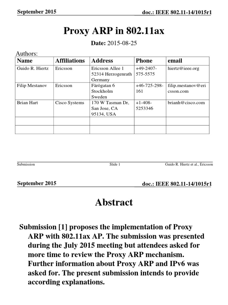 Proxy ARP Implementation in 802.11ax | PDF | I Pv6 | Wireless Lan