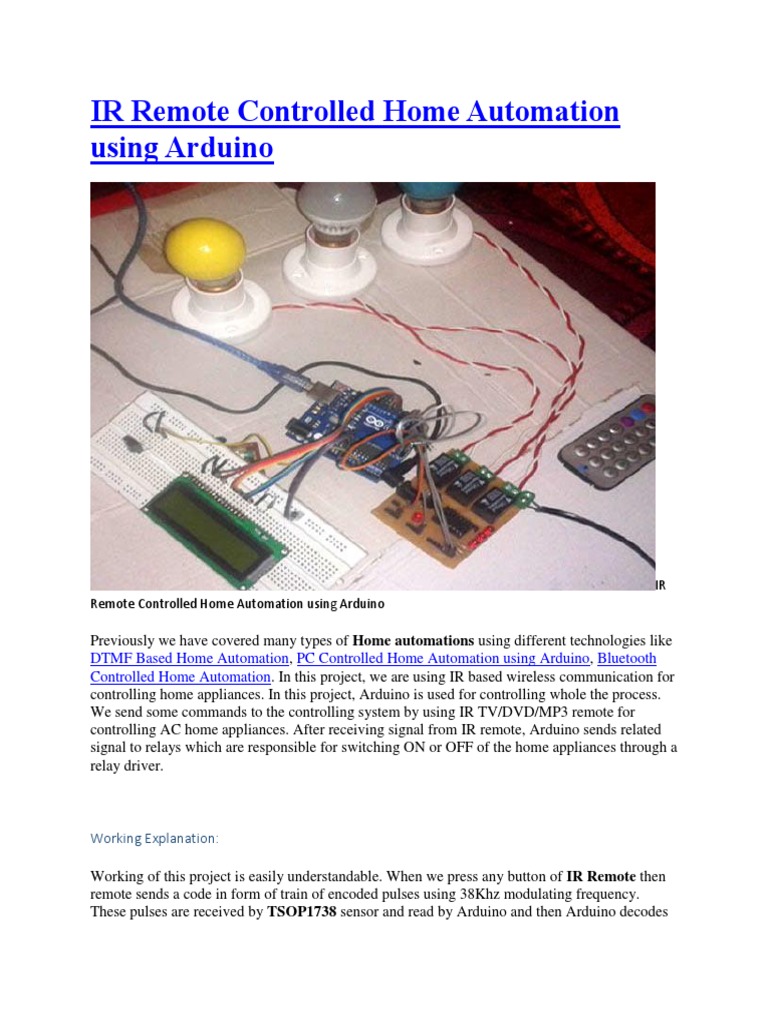 IR Remote Controlled Home Automation Using Arduino | PDF | Remote ... IR Remote Controlled Home Automation Using Arduino | PDF | Remote ...