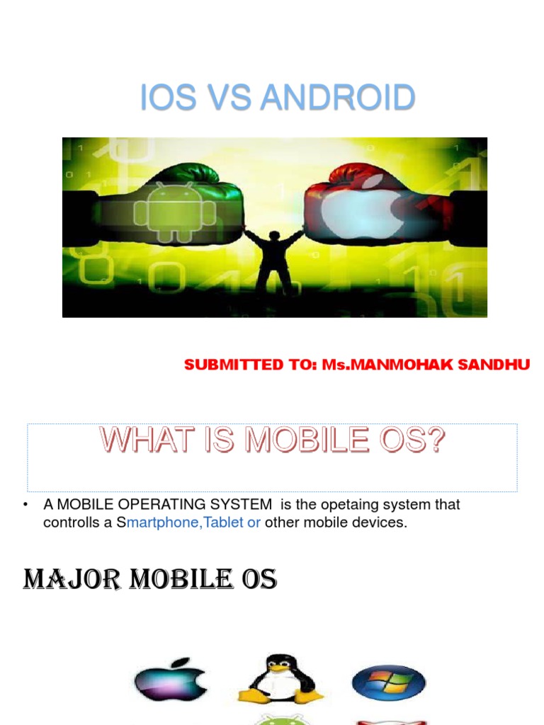 Ios Vs Android: Submitted To: Ms - Manmohak Sandhu | PDF | Ios | Android (Operating System)