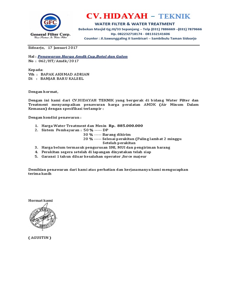 Amdk Cup, Botol, Galon (Kalsel) | PDF