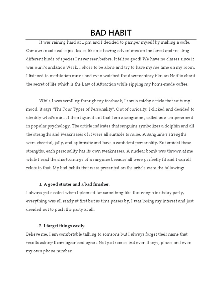 Bad Habit: 1. A Good Starter and A Bad Finisher | Download Free PDF ...