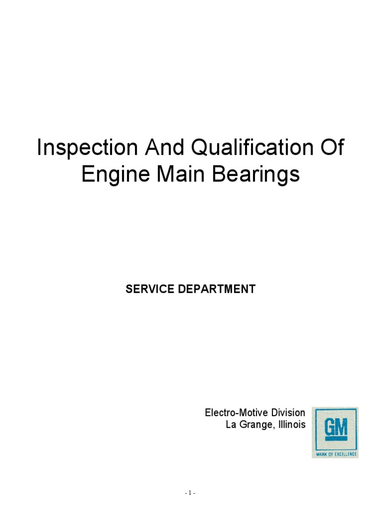Emd-Bearing Inspection and Qualification of Engine Main Bearings | PDF ...