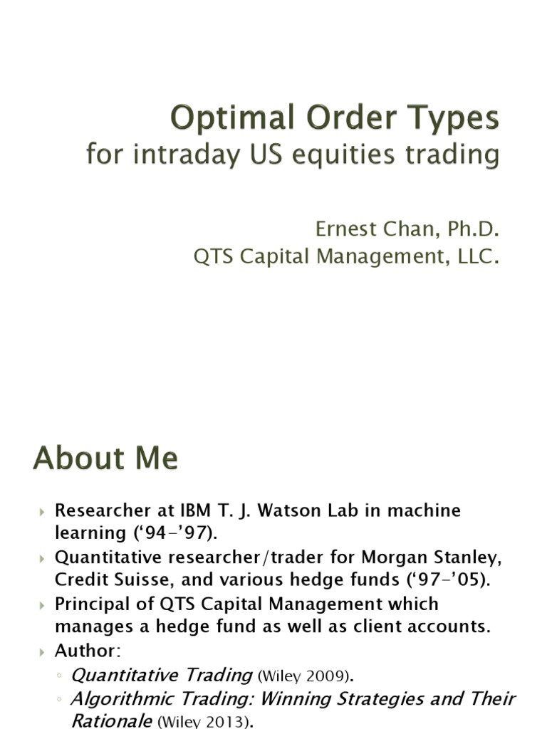 Optimal Order Types | PDF | Order (Exchange) | High Frequency Trading