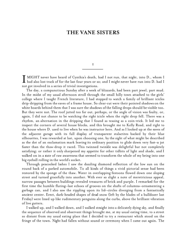 The Vane Sisters Handout PDF | PDF