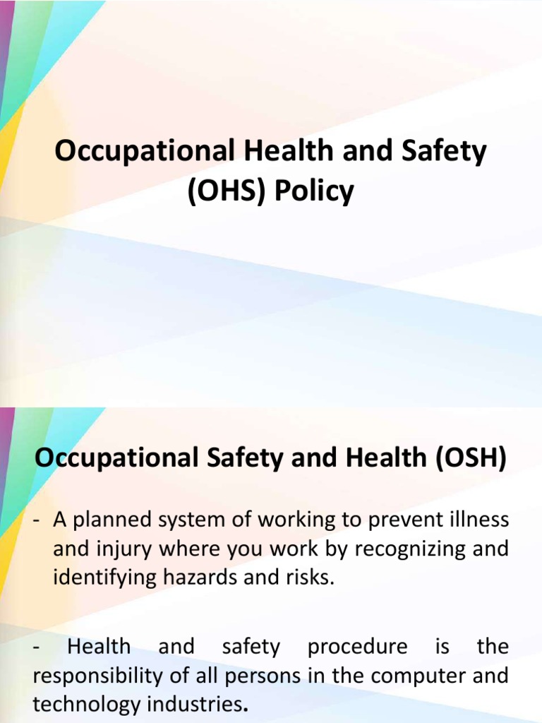 Occupational Health and Safety (OHS) Policy | PDF | Occupational Safety ...