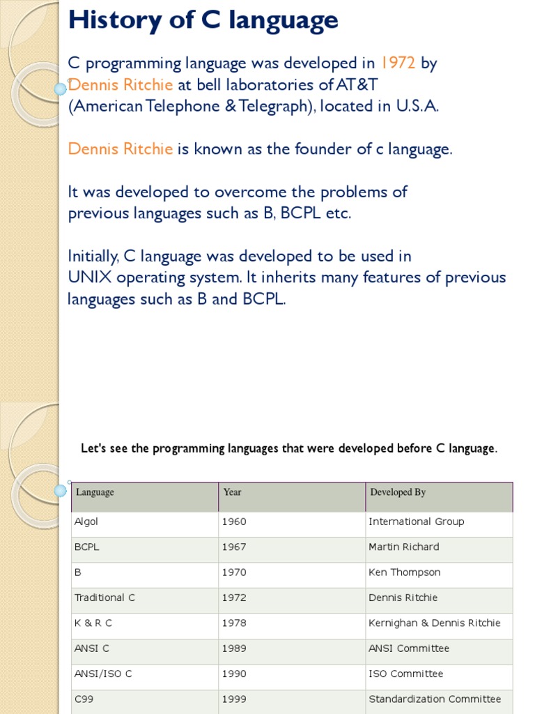 Overview of C Language History | PDF | C (Programming Language) | Areas Of Computer Science