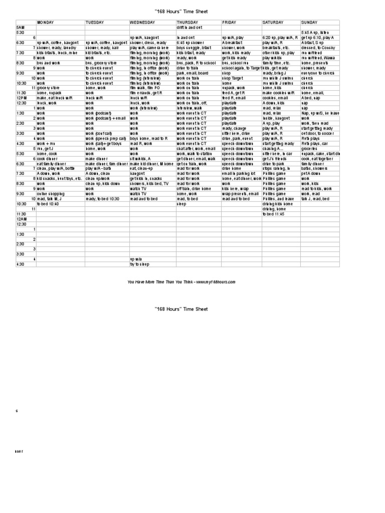 Time Sheet Example 168 Hours PDF | PDF