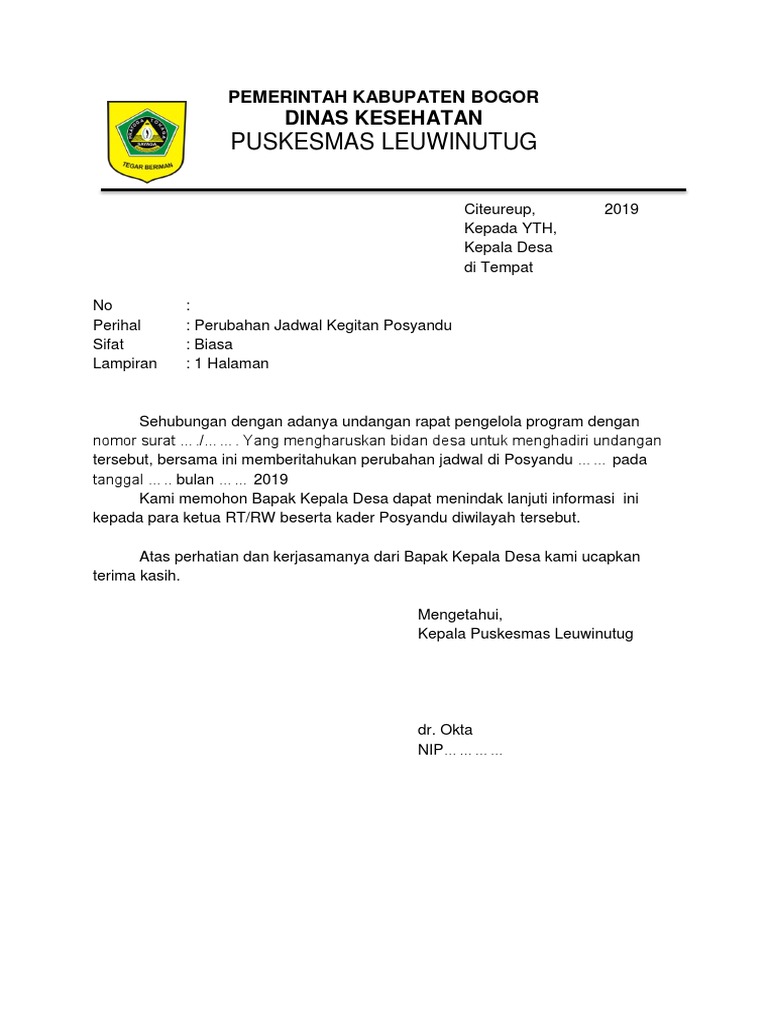 Surat Perubahan Jadwal | PDF