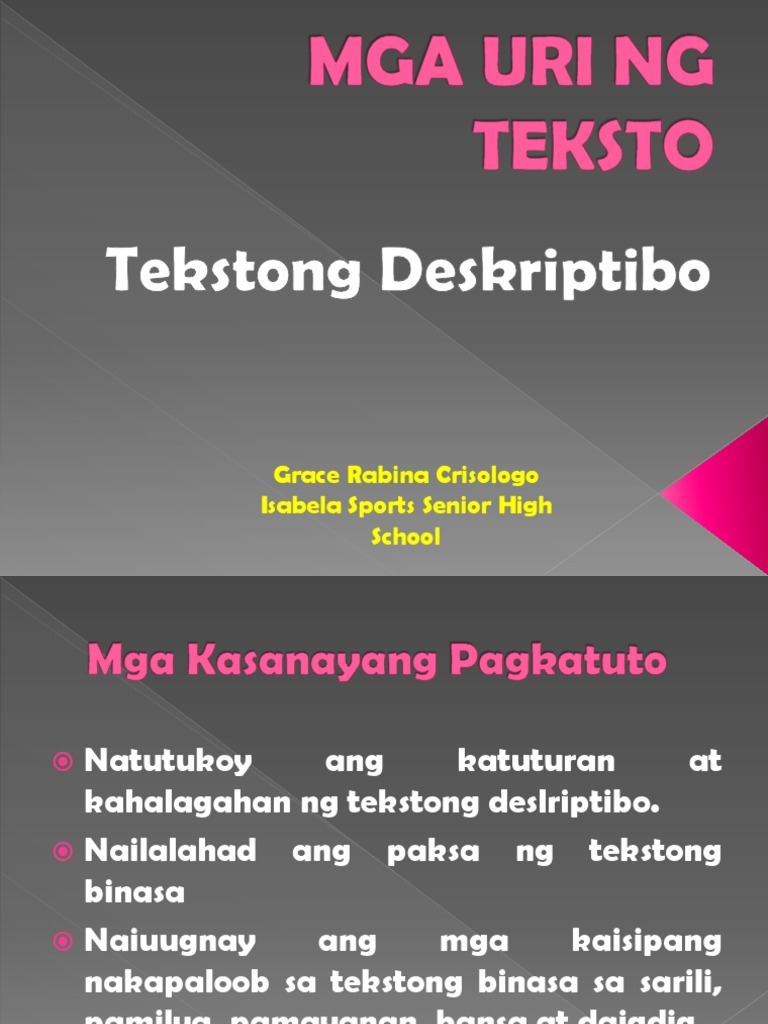Tekstong Deskriptibo | PDF