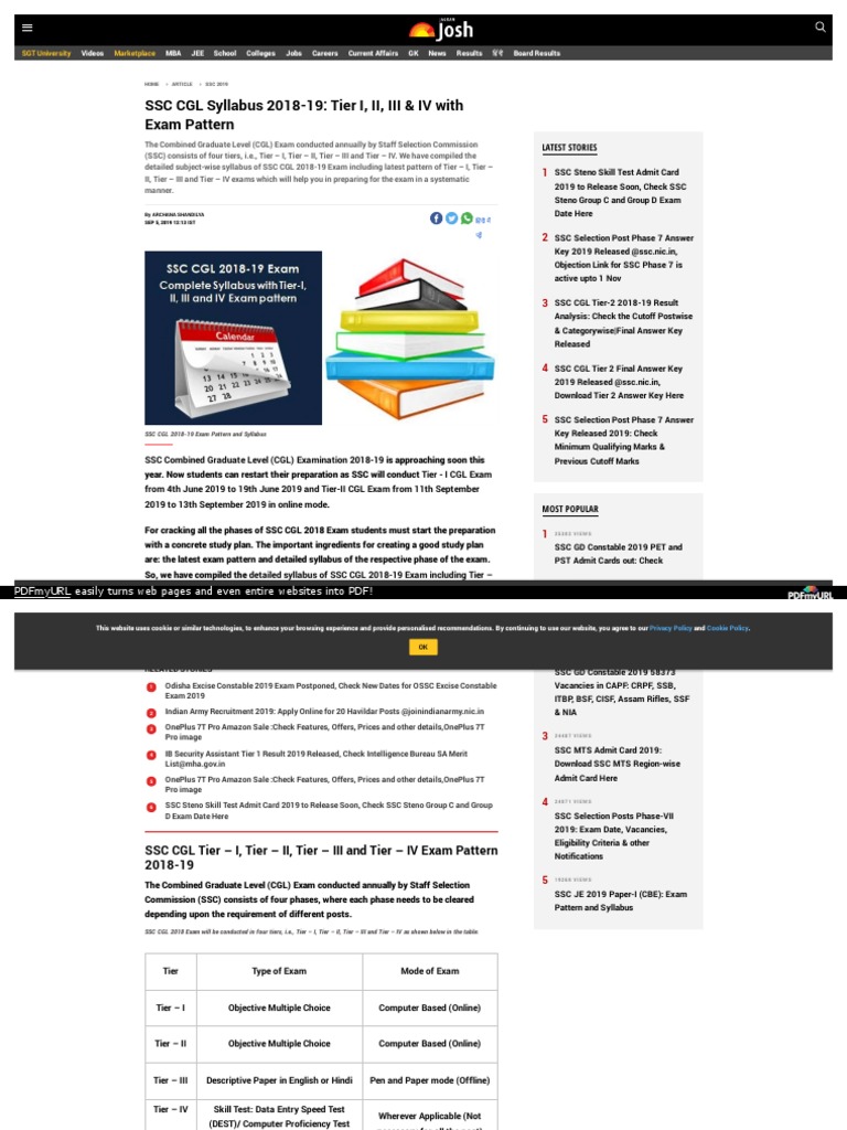 SSC CGL 2018-19 Syllabus & Exam Pattern | PDF | Statistics | Reading ...