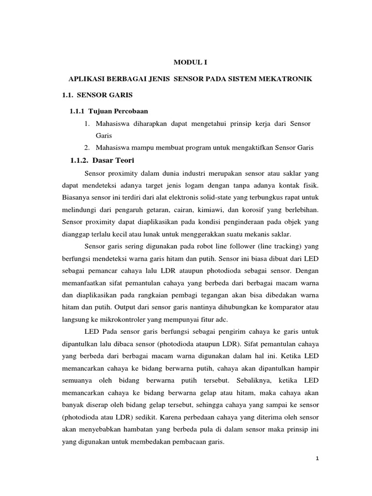 Aplikasi Berbagai Jenis Sensor Pada Sistem Mekatronik | PDF | Teknologi ...