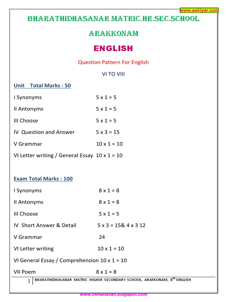 8th Standard English Lesson Notes | PDF | Syllable | Consonant