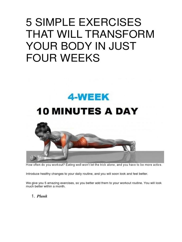4-Week Body Transformation Plan | PDF | Recreation | Human Anatomy