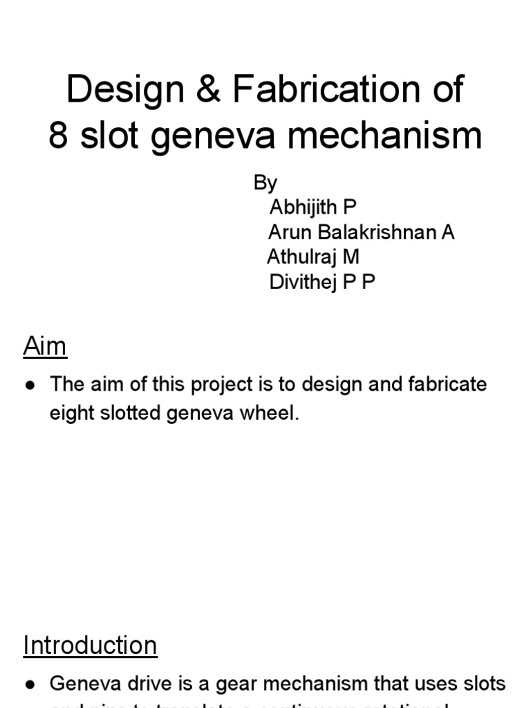 Design of Geneva Wheel | PDF