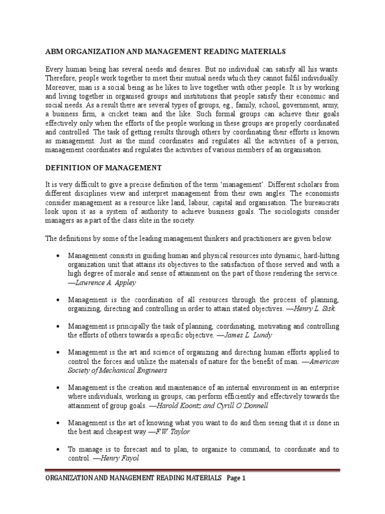 Abm Org and MGT Reading Materials 2019 | PDF | Swot Analysis | Partnership