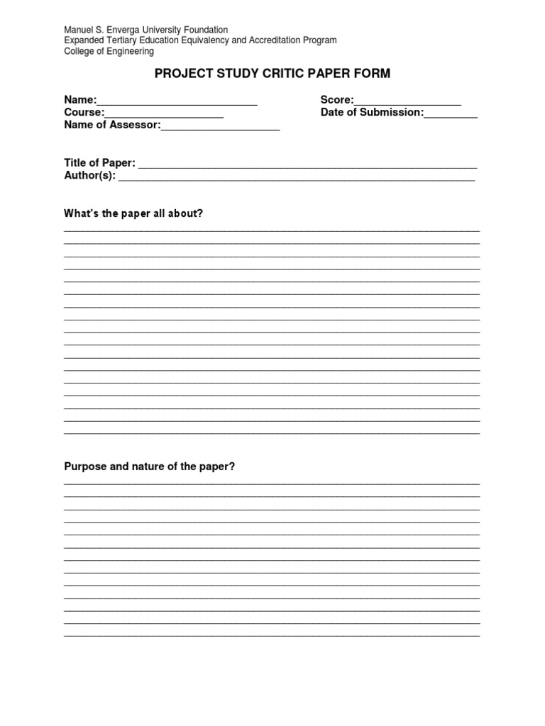 Critic Paper Format For Eteeap | PDF | Justification | Psychological ...